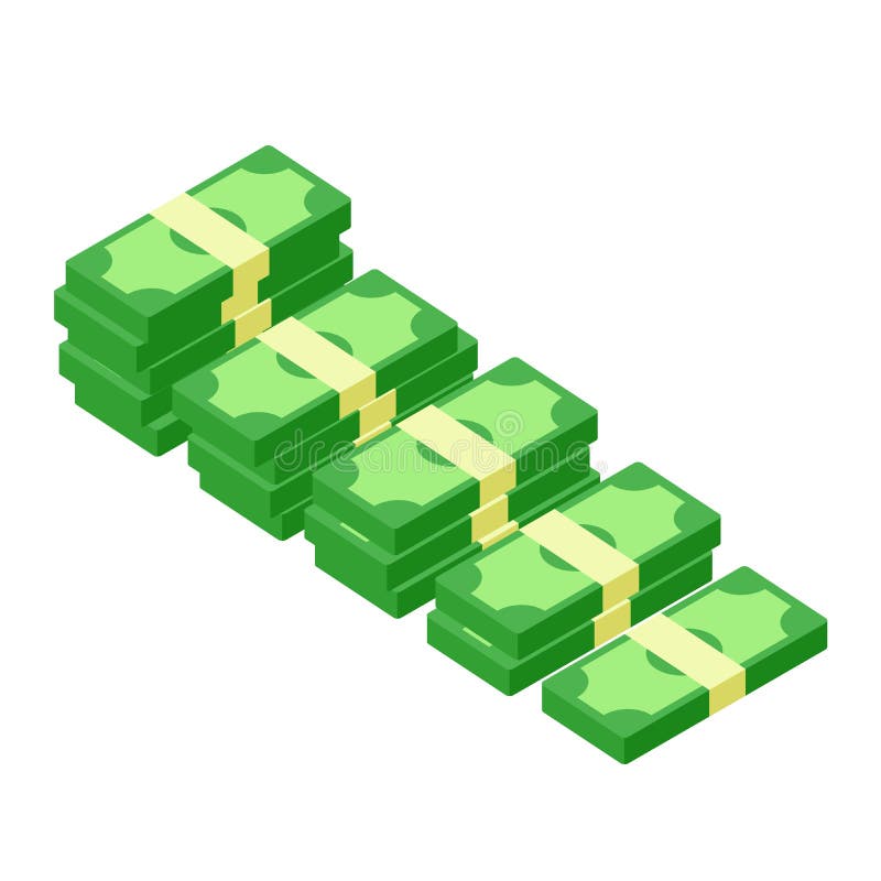 Flat Icon of Money, Stacks of Banknotes Stock Vector - Illustration of ...