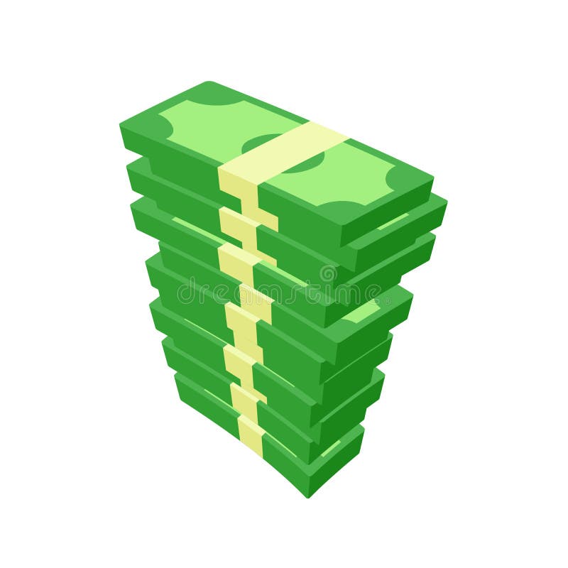 Flat Icon of Money, Stacks of Banknotes Stock Vector - Illustration of ...