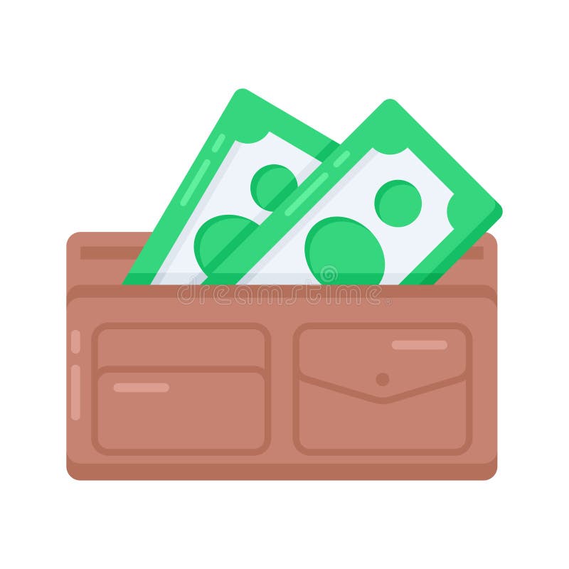 A Flat Icon of Money Wallet Filled with Currency Notes Stock Vector ...