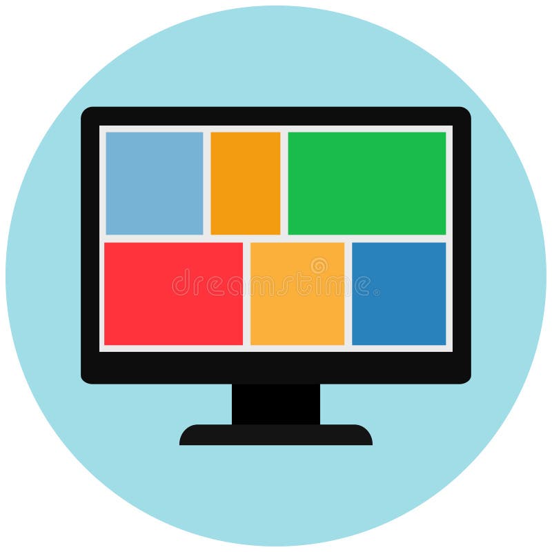 Flat icon of monitor stock illustration. Illustration of crystal ...