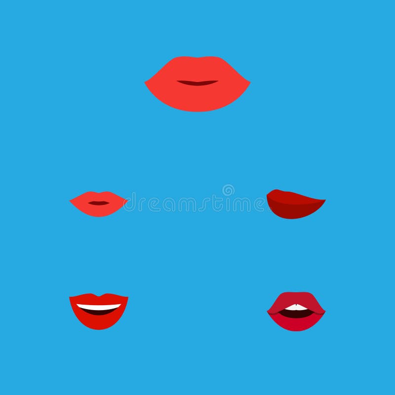Flat Icon Mouth Set of Smile, Teeth, Kiss and Other Vector Objects ...