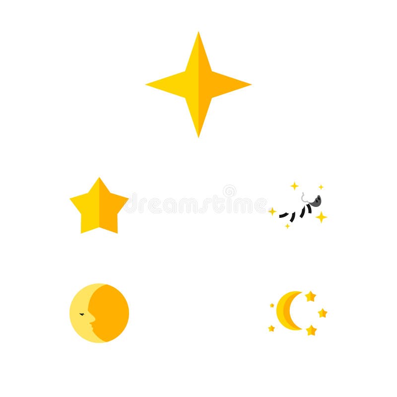 Flat Icon Night Set of Bedtime, Night, Starlet and Other Vector Objects ...