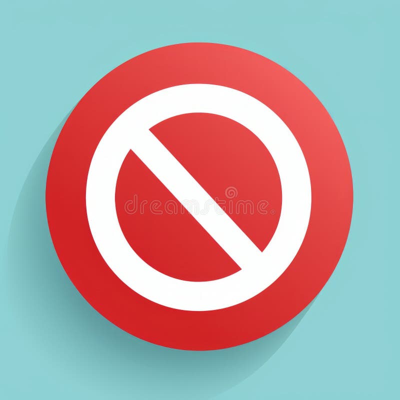 A Flat Icon of a No Entry Sign on a Turquoise Background Stock ...