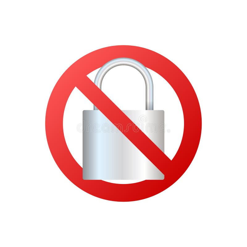 Flat Icon with No Lock. Outline Vector Illustration. Vector ...