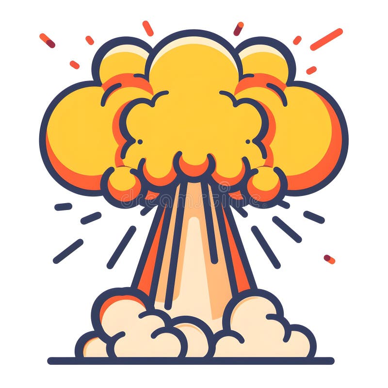 Flat Icon of a Nuclear Explosion Cloud on a White Background, Ideal for ...