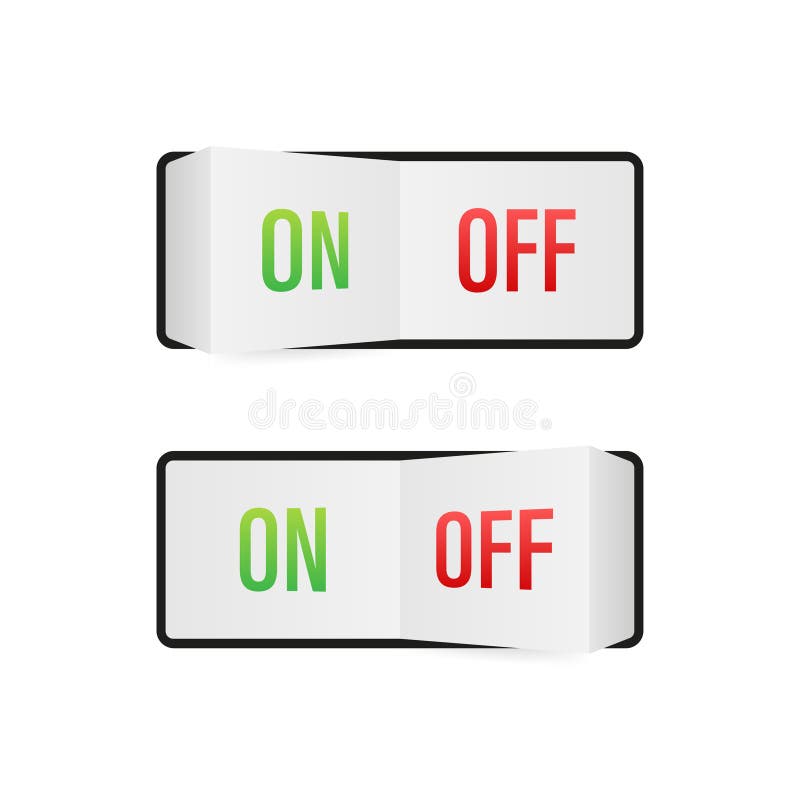 Flat Icon on and Off Toggle Switch Button Vector Format. Vector Stock ...