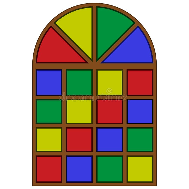 Flat Icon of an Old Multi-colored Stained Glass Window Stock ...