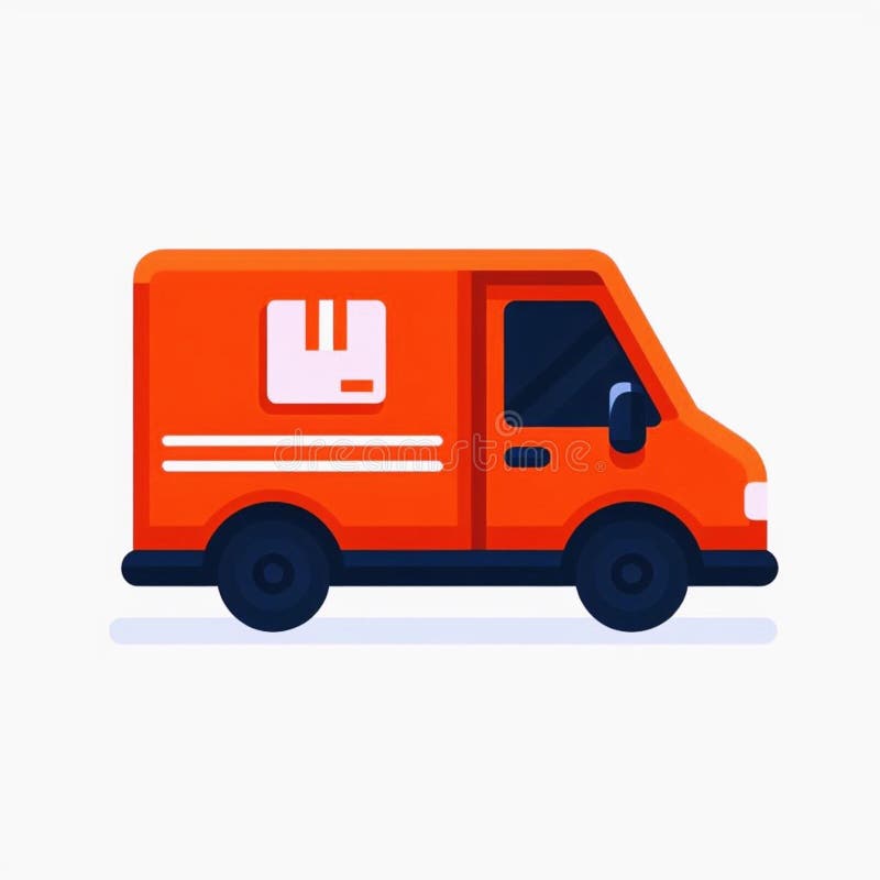 Orange Delivery Van Flat Icon Isolated on White Background. Stock ...