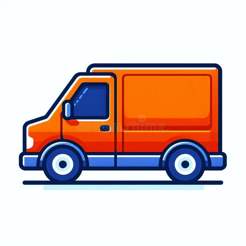 Orange Delivery Van Flat Icon Isolated on White Background. Stock ...
