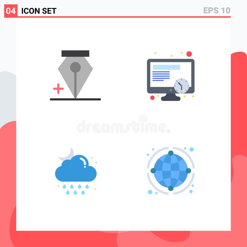 Flat Icon Pack of 4 Universal Symbols of Add, Weather, Schedule, Cloud ...