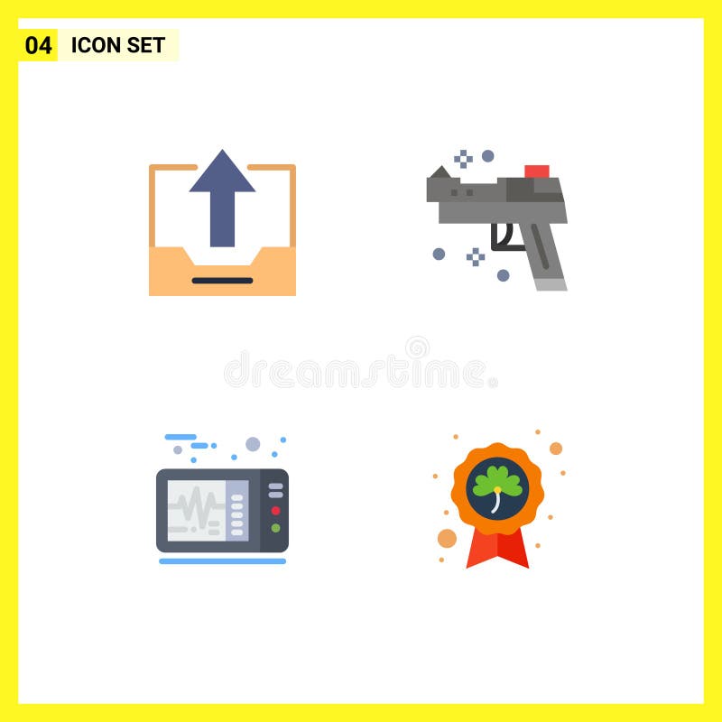 Flat Icon Pack of 4 Universal Symbols of Cabinet, Electrocardiogram ...