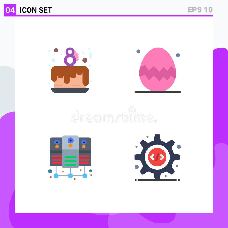 Flat Icon Pack of 4 Universal Symbols of Cake Party, Server Hosting ...