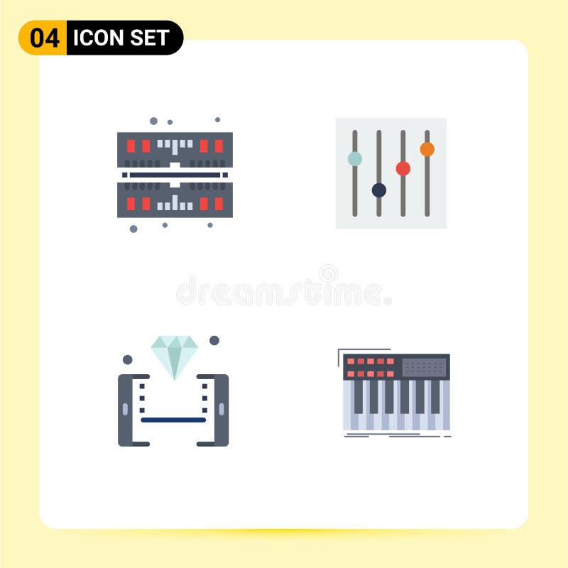 Flat Icon Pack of 4 Universal Symbols of Computer, Shopping, Controls ...