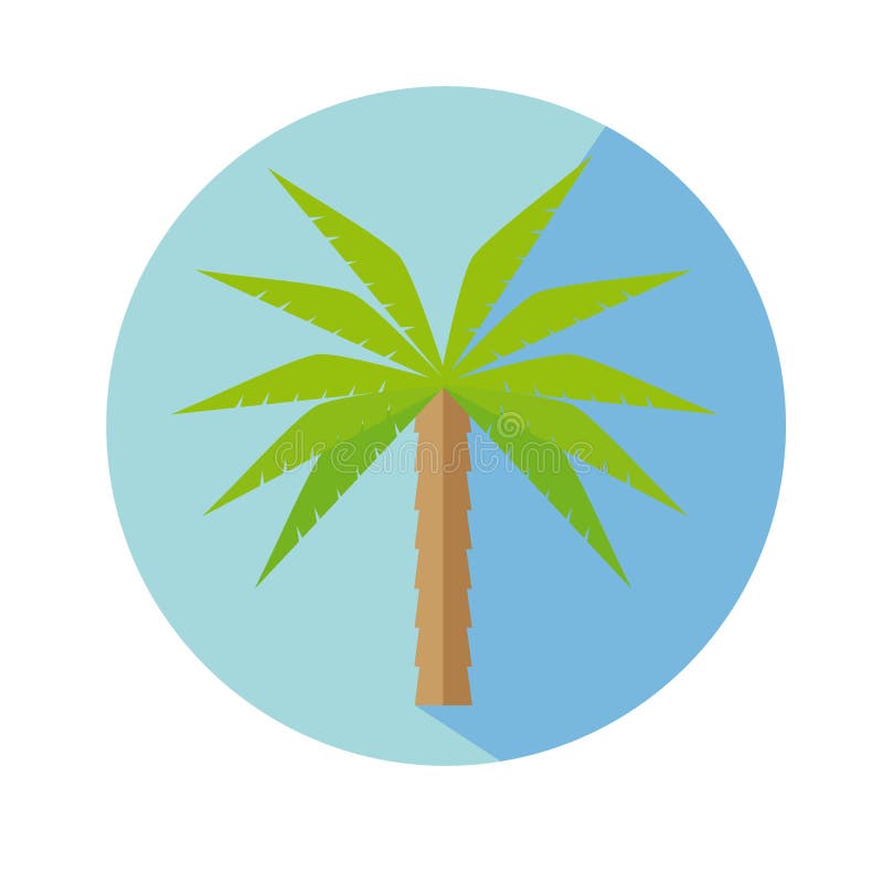 Flat Icon with Palm Tree Long Shadow Stock Illustration - Illustration ...