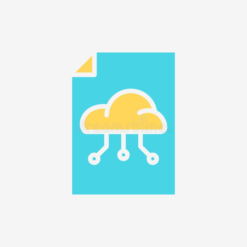 Flat Icon Paper File Document with Cloud System. Stock Vector ...