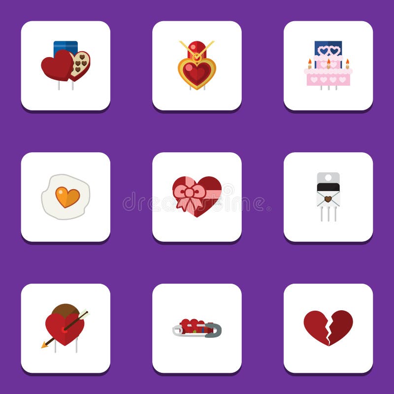 Flat Icon Passion Set of Patisserie, Scrambled, Heart and Other Vector ...