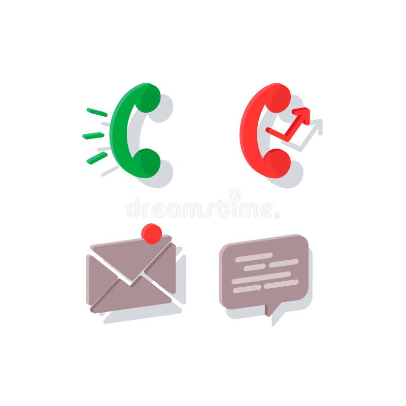Flat Icon Phone. Contact Information Icons: Mail, Phone and Chat Stock ...