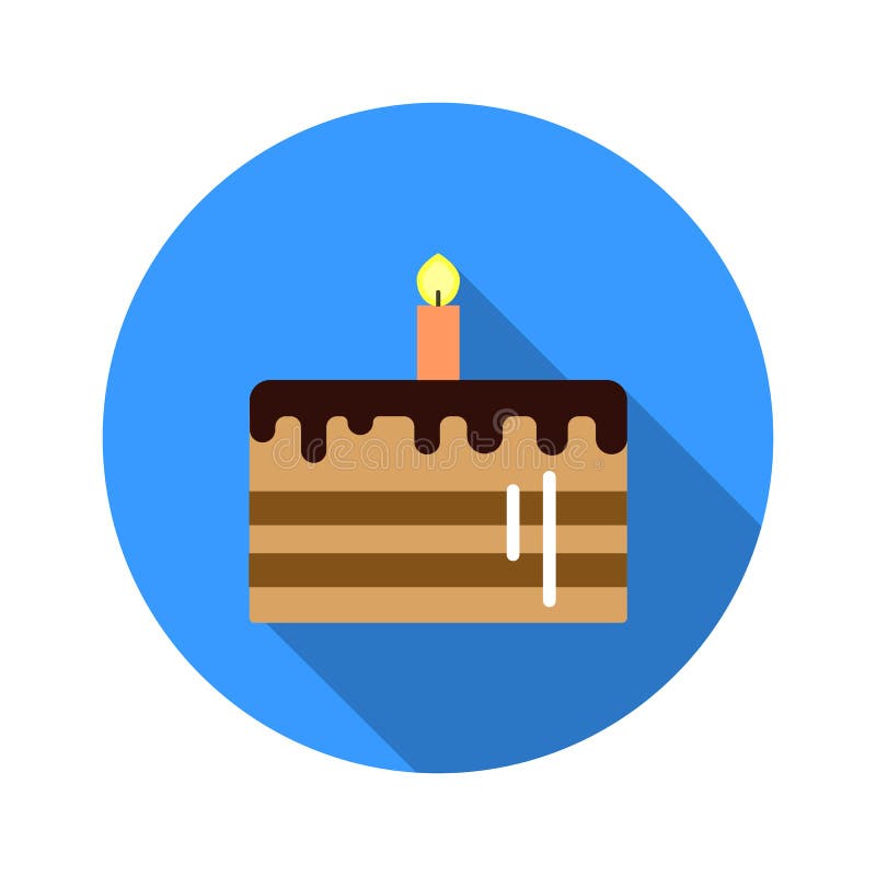 Flat Icon of Piece of Cake on Blue Background Stock Vector ...