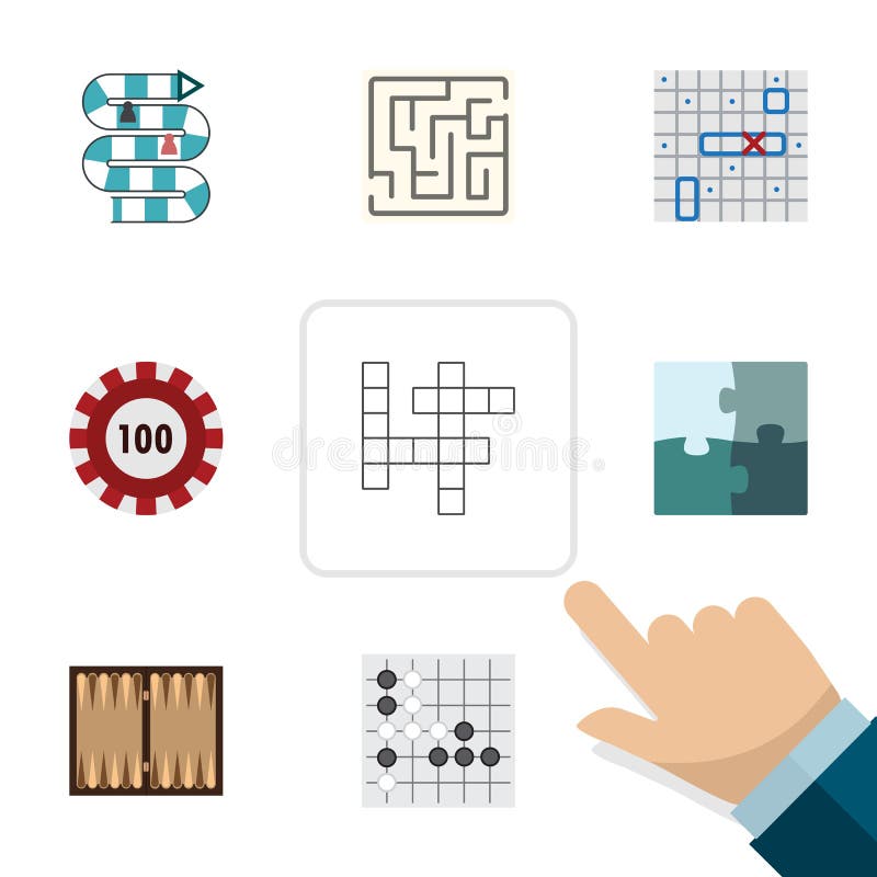 Flat Icon Play Set of Dice, Gomoku, Poker and Other Vector Objects ...