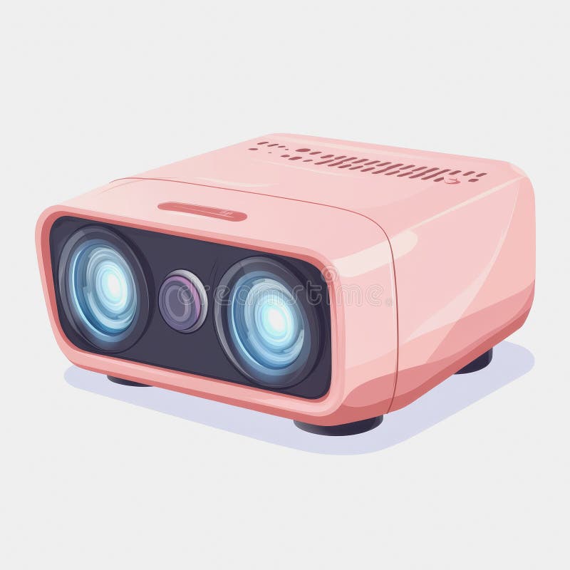 Flat Icon Portable Projector Pink Device with Dual Lenses for ...