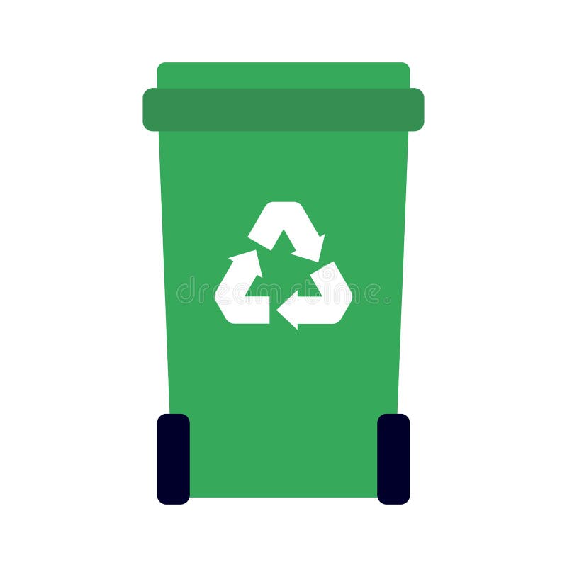 Flat Icon Recycling Bin with Recycle Logo Stock Vector - Illustration ...