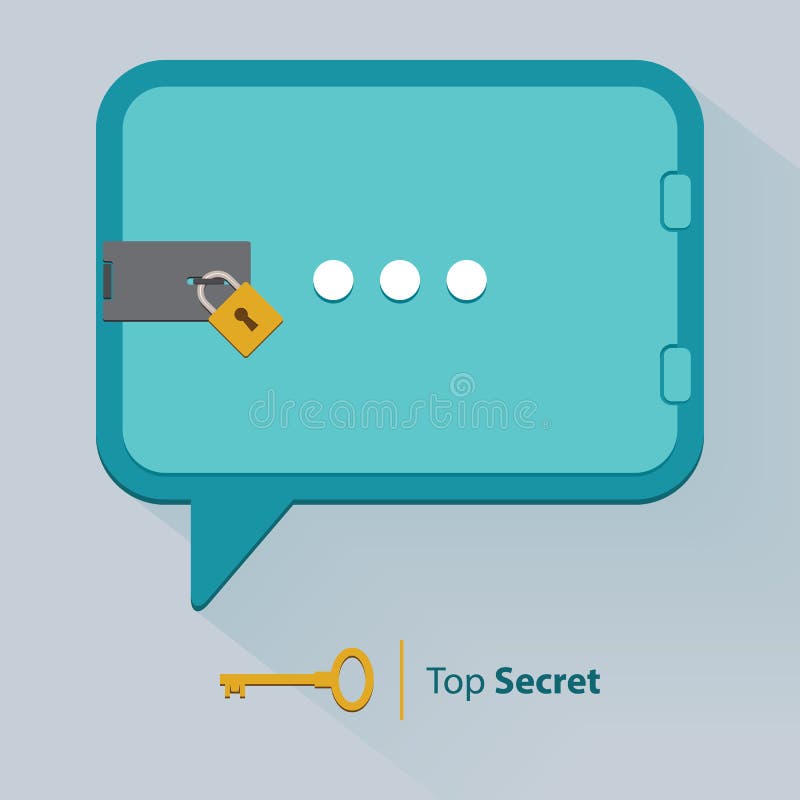 Flat Icon of Secret Speech Bubble with Key Lock Stock Vector ...