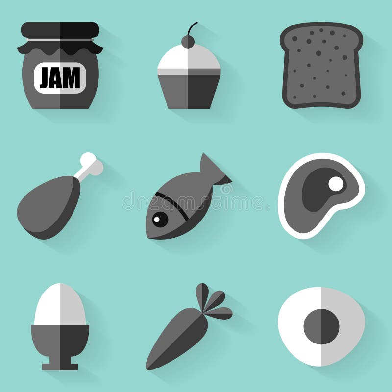 Flat Food Icon Set Stock Illustrations – 259,004 Flat Food Icon Set ...