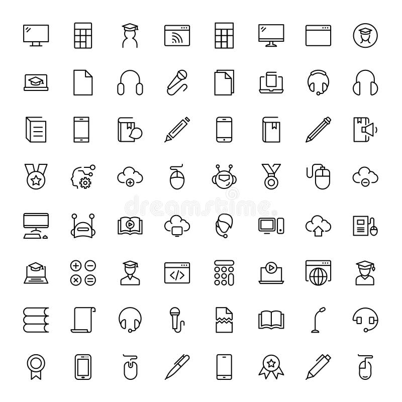 Flat icon set stock vector. Illustration of computer - 116052507