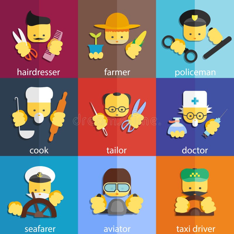 Set of Icons of Professions Stock Vector - Illustration of musician ...