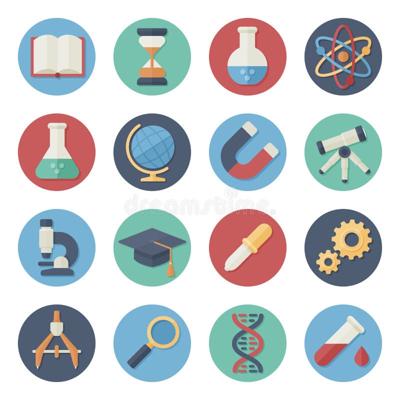 Scientific Tools in Flat Design Stock Vector - Illustration of designn ...
