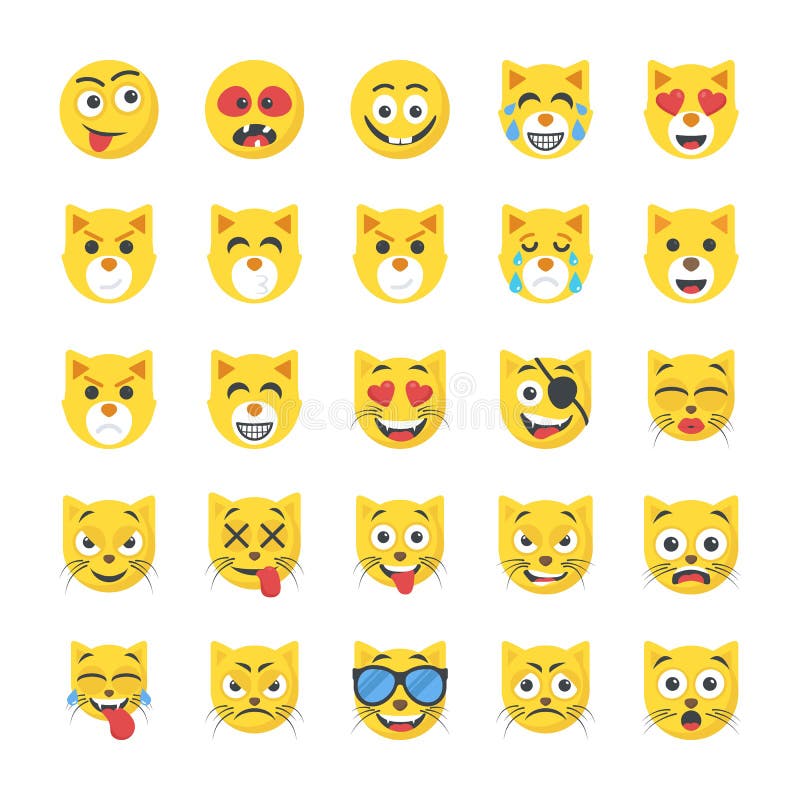 Smiley Flat Icons Set stock illustration. Illustration of smiley ...