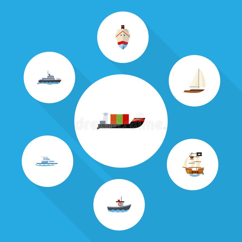 Flat Icon Ship Set of Delivery, Ship, Boat and Other Vector Objects ...
