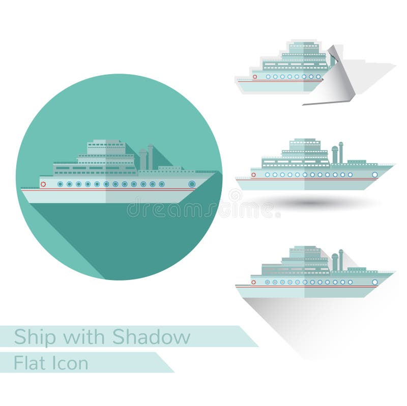 Flat Icon Ship or Yacht on White with Shadow Stock Vector ...