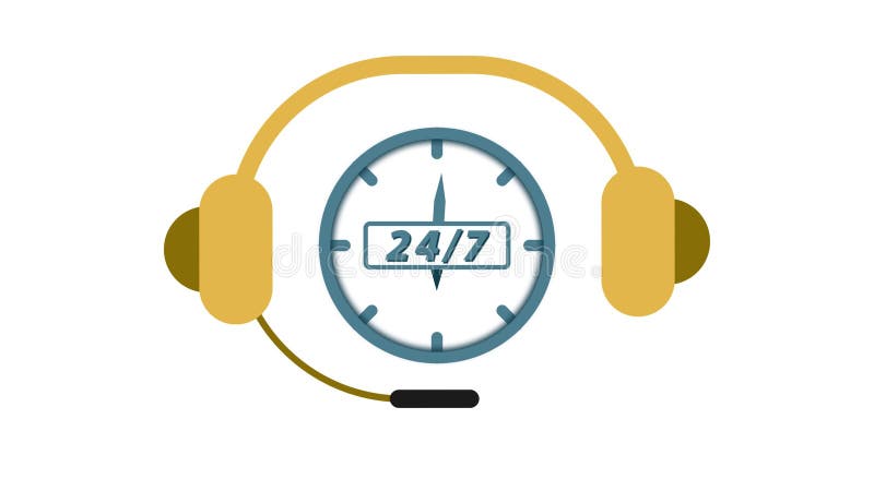 Customer Support Icon with 24 7 and Headset Stock Video - Video of ...