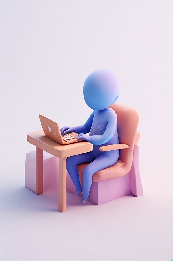 Person Using Laptop Icon (Flat Work Design) Stock Illustration ...