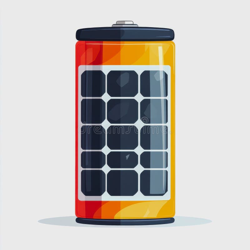 Flat Icon Solar Battery Featuring Solar Energy Can with Solar Panel for Sustainable Power ...