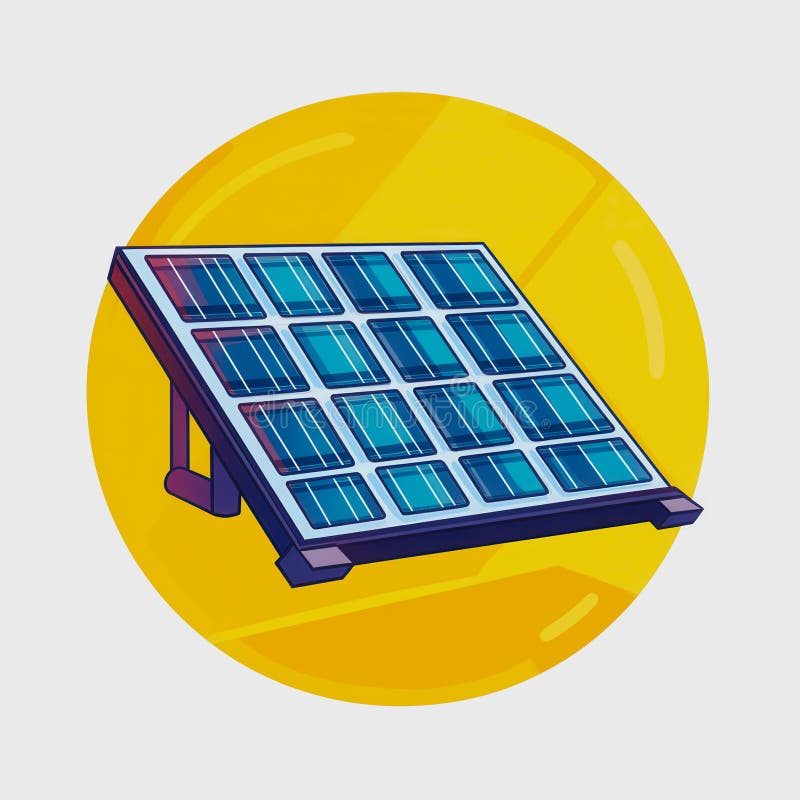 Flat Icon Solar Panel on Yellow Background Clean Energy Renewable ...