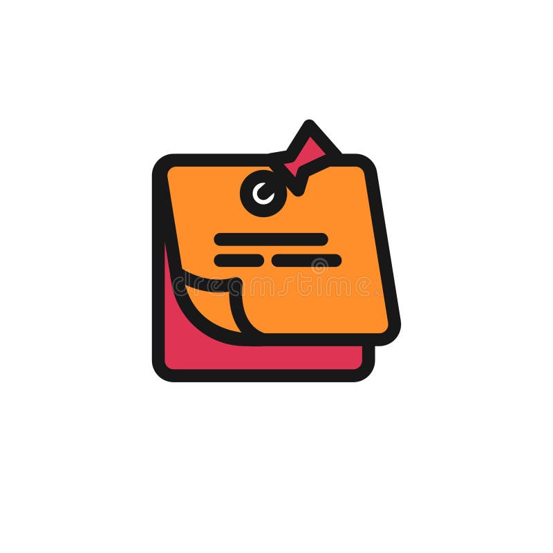 Flat Icon Sticky Note with Pin Stock Vector - Illustration of notice ...