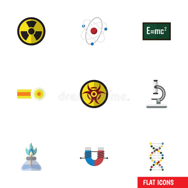 Flat Icon Study Set of Irradiation, Orbit, Chemical and Other Vector ...