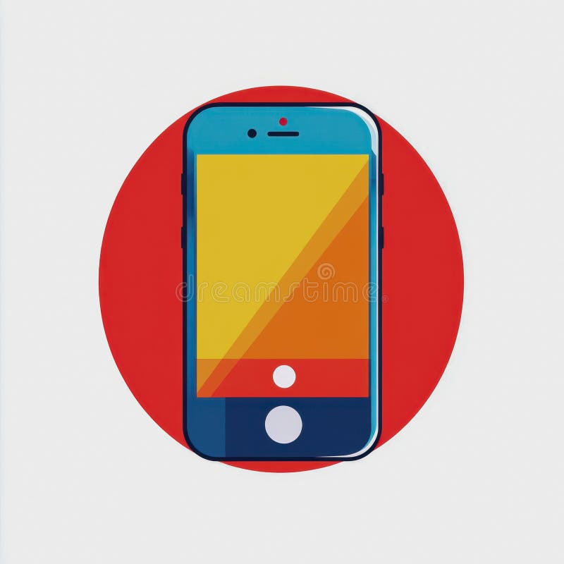 Flat Icon Tech Imagery Smartphone with Red Circle Design Minimalistic ...