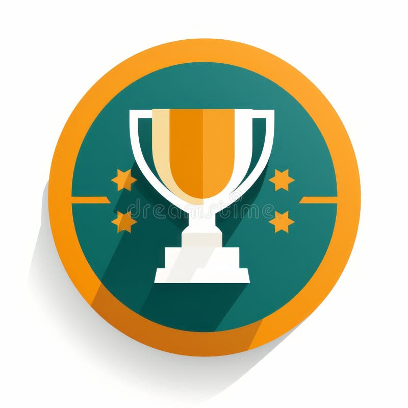 A Flat Icon of a Trophy on a Green and Orange Background Stock ...
