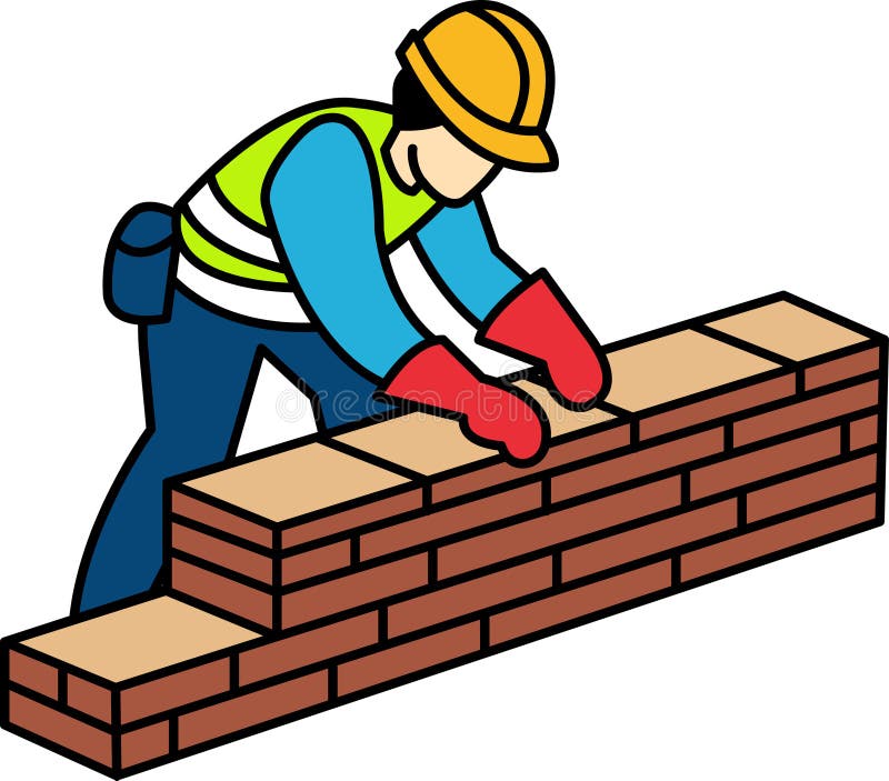 Flat Icon Vector of the Bricklayer is Laying Bricks Stock Vector ...