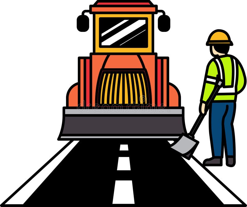 Flat Icon Vector of the Road Construction Crew is Paving the New Road ...