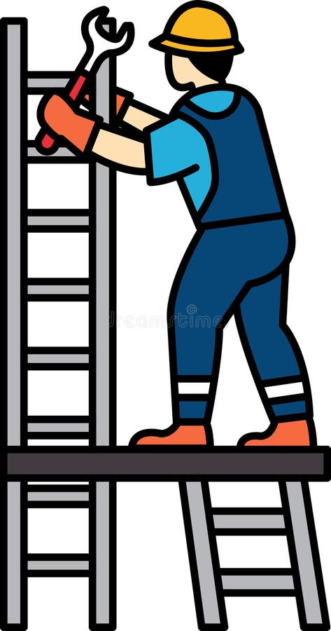Flat Icon Vector of the Scaffolder is Assembling the Scaffolding Stock ...