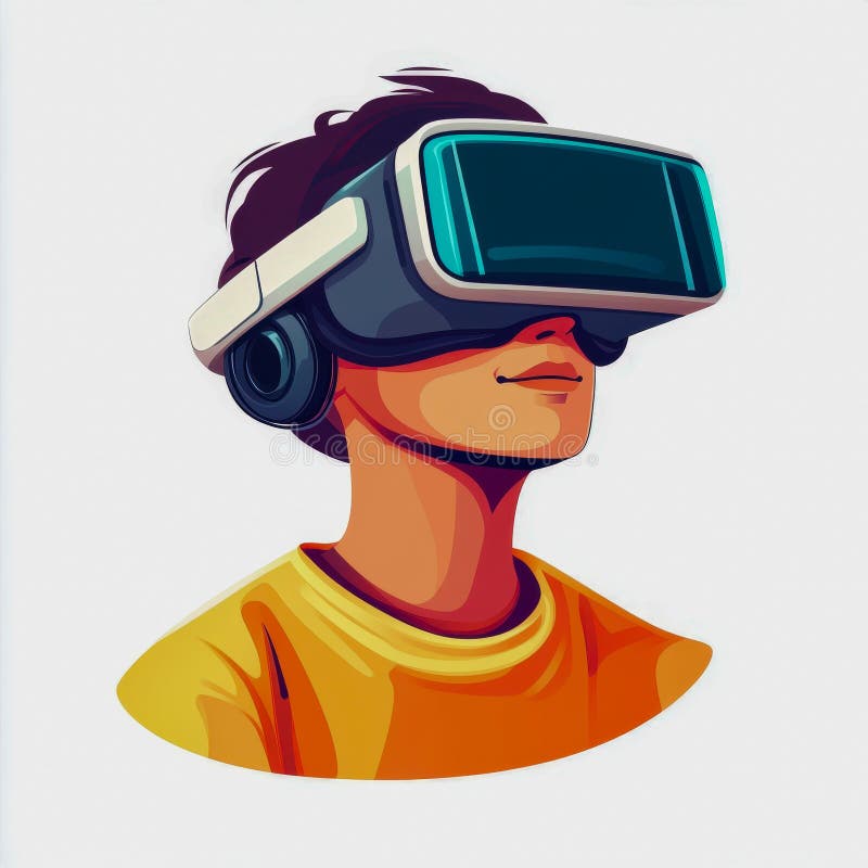 Flat Icon VR Training Man Wearing Virtual Reality Headset Engaging ...