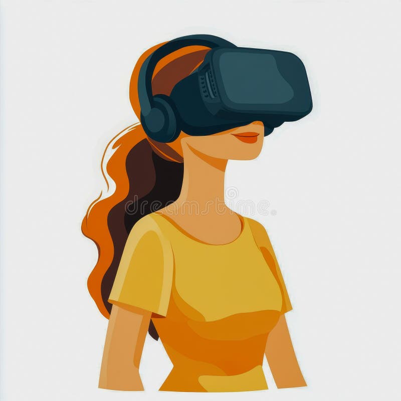 Flat Icon VR Training Woman Virtual Reality Experience Engaging ...