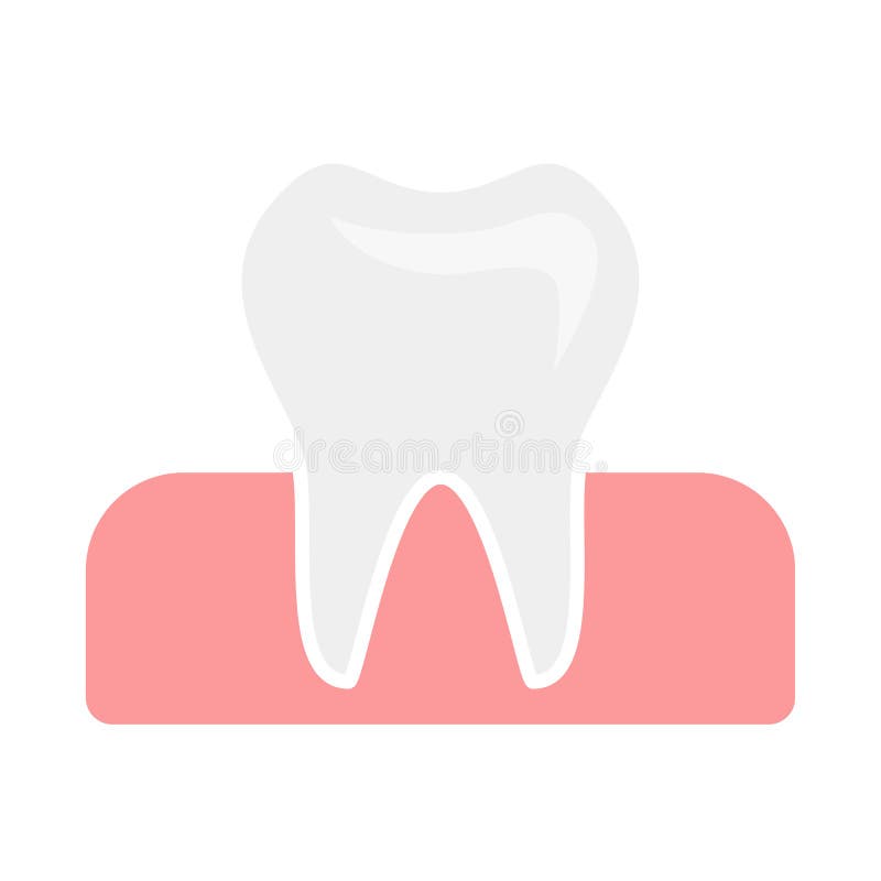 Flat Icon White Single Tooth in Healthy Gums Stock Vector ...