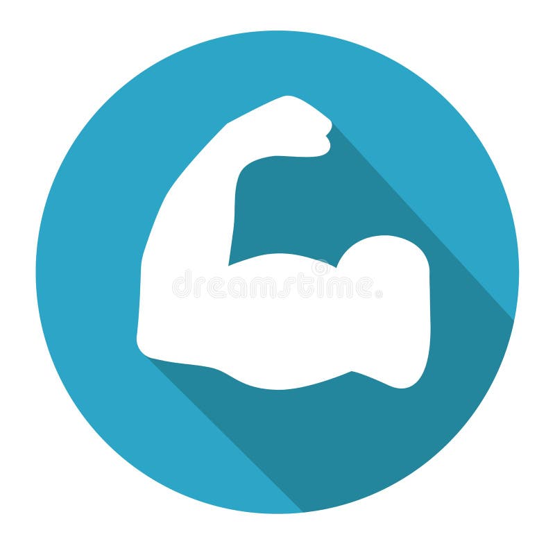 Flat Icon White Strong Arm in Blue Circle Stock Vector - Illustration ...