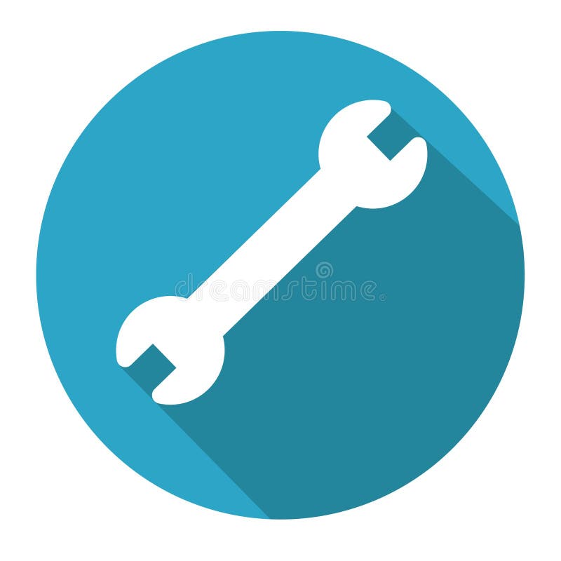 White Wrench Spanner Icon Isolated with Long Shadow. Green Circle ...