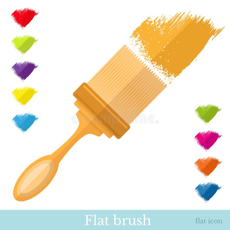 Flat Icon Wide Paintbrush with All Colour Brushstroke Stock Vector ...